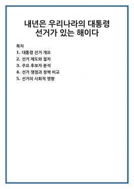내년은 우리나라의 대통령 선거가 있는 해이다-1페이지
