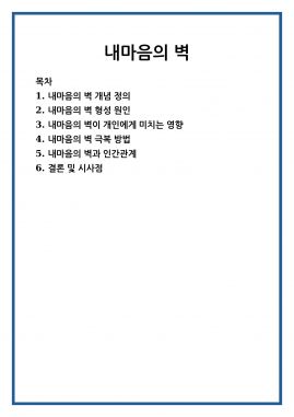 내마음의 벽 레포트 자료-1페이지