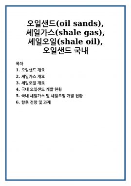 오일샌드(oil sands), 셰일가스(shale gas), 셰일오일(shale oil),오일샌드 국내-1페이지