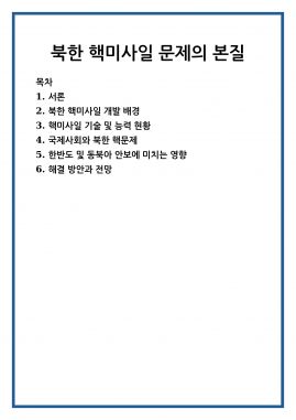 북한 핵미사일 문제의 본질-1페이지