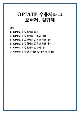 OPIATE 수용체와 그 효현제, 길항제-1페이지