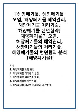 [해양폐기물, 해양폐기물 오염, 해양폐기물 해역관리, 해양폐기물 처리기술, 해양폐기물 런던협약]해양폐기물의 오염, 해양폐기물의 해역관리, 해양폐기물의 처리기술, 해양폐기물의 런던협약 분석(해양폐기물)-1페이지