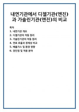 내연기관에서 디젤기관(엔진)과 가솔린기관(엔진)의 비교-1페이지