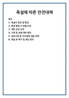 폭설에 따른 안전대책-1페이지
