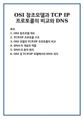 OSI 참조모델과 TCP IP 프로토콜의 비교와 DNS-1페이지