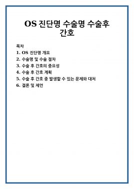 OS진단명 수술명 수술후 간호-1페이지