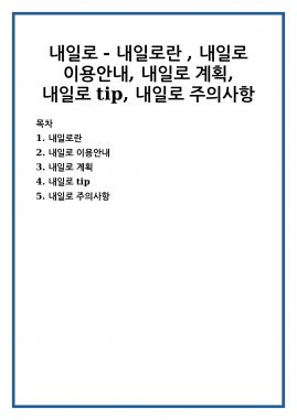 내일로 - 내일로란 , 내일로 이용안내, 내일로 계획, 내일로 tip, 내일로 주의사항-1페이지