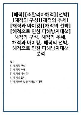 [해적][소말리아해적][선박][해적의 구성][해적의 추세][해적과 바이킹][해적의 선박][해적으로 인한 피해방지대책]해적의 구성, 해적의 추세, 해적과 바이킹, 해적의 선박, 해적으로 인한 피해방지대책 분석-1페이지