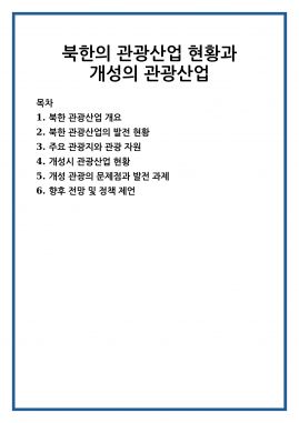 북한의 관광산업 현황과 개성의 관광산업-1페이지