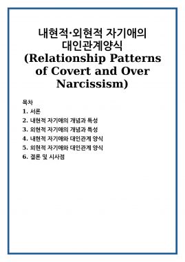 내현적·외현적 자기애의 대인관계양식 (Relationship Patterns of Covert and Over Narcissism)-1페이지