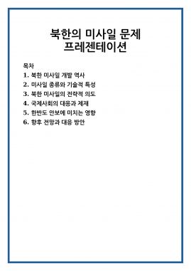 북한의 미사일 문제 프레젠테이션-1페이지