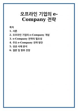 오프라인 기업의 e-Company 전략-1페이지