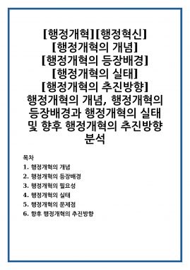 [행정개혁][행정혁신][행정개혁의 개념][행정개혁의 등장배경][행정개혁의 실태][행정개혁의 추진방향]행정개혁의 개념, 행정개혁의 등장배경과 행정개혁의 실태 및 향후 행정개혁의 추진방향 분석-1페이지