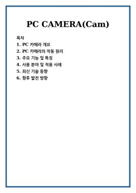 PC CAMERA(Cam) 레포트 자료-1페이지