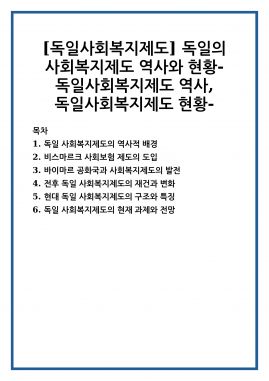 [독일사회복지제도] 독일의 사회복지제도 역사와 현황-독일사회복지제도 역사, 독일사회복지제도 현황--1페이지