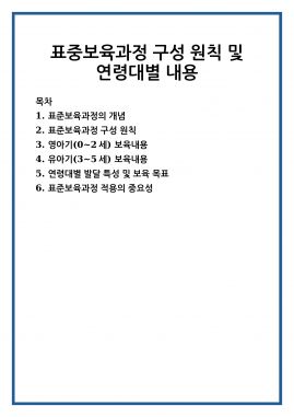 표중보육과정 구성 원칙 및 연령대별 내용-1페이지