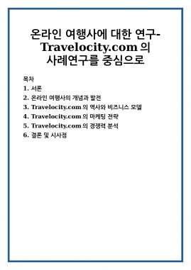 온라인 여행사에 대한 연구-Travelocity.com의 사례연구를 중심으로-1페이지