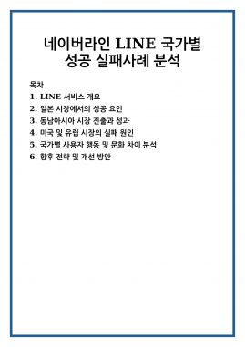 네이버라인 LINE 국가별 성공 실패사례 분석-1페이지