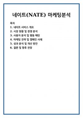 네이트(NATE) 마케팅분석-1페이지