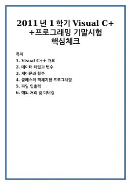 2011년 1학기 Visual C++프로그래밍 기말시험 핵심체크-1페이지