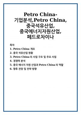 Petro China- 기업분석,Petro China,중국석유산업,중국에너지자원산업,페드로차이나-1페이지