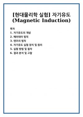 [현대물리학 실험] 자기유도(Magnetic Induction)-1페이지