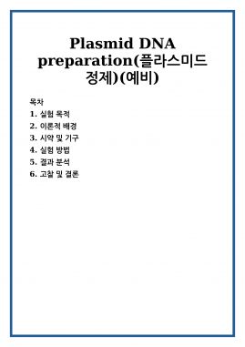 Plasmid DNA preparation(플라스미드 정제)(예비)-1페이지