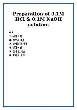 Preparation of 0.1M HCl & 0.1M NaOH solution-1페이지