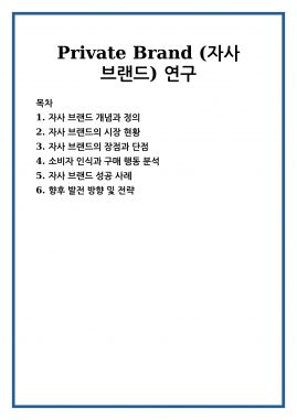 Private Brand (자사 브랜드) 연구-1페이지