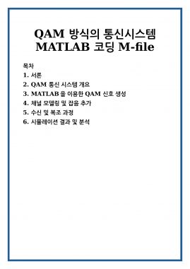 QAM 방식의 통신시스템 MATLAB 코딩 M-file-1페이지