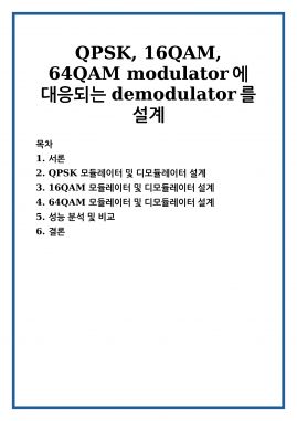 QPSK, 16QAM, 64QAM modulator에 대응되는 demodulator를 설계-1페이지
