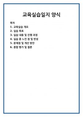 교육실습일지 양식-1페이지