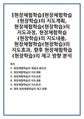 [현장체험학습]현장체험학습(현장학습)의 지도계획, 현장체험학습(현장학습)의 지도과정, 현장체험학습(현장학습)의 지도내용, 현장체험학습(현장학습)의 지도효과, 향후 현장체험학습(현장학습)의 제고 방향 분석-1페이지