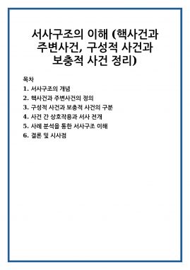 서사구조의 이해 (핵사건과 주변사건, 구성적 사건과 보충적 사건 정리)-1페이지
