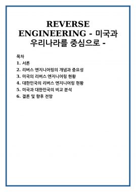 REVERSE ENGINEERING - 미국과 우리나라를 중심으로 --1페이지