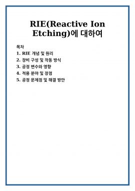 RIE(Reactive Ion Etching)에 대하여-1페이지