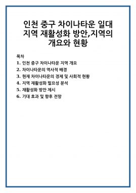 인천 중구 차이나타운 일대 지역 재활성화 방안,지역의 개요와 현황-1페이지