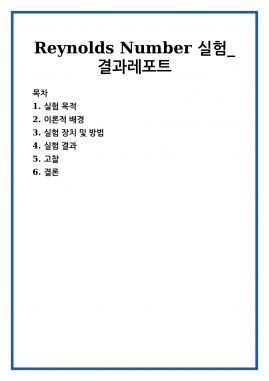 Reynolds Number 실험_결과레포트-1페이지