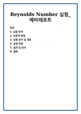 Reynolds Number 실험_예비레포트-1페이지