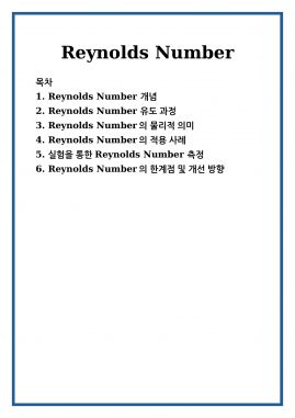 Reynolds Number 레포트 자료-1페이지