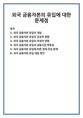 외국 금융자본의 유입에 대한 문제점-1페이지
