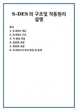 S-DES의 구조및 작동원리 설명-1페이지