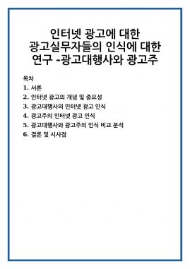 인터넷 광고에 대한 광고실무자들의 인식에 대한 연구 -광고대행사와 광고주-1페이지