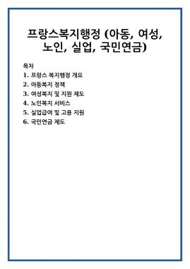 프랑스복지행정 (아동, 여성, 노인, 실업, 국민연금)-1페이지