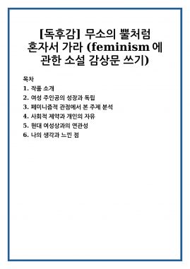 [독후감] 무소의 뿔처럼 혼자서 가라 (feminism에 관한 소설 감상문 쓰기)-1페이지