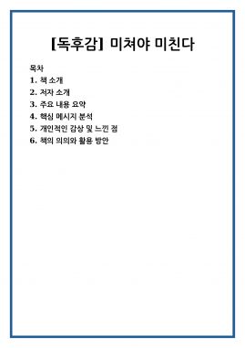 [독후감] 미쳐야 미친다-1페이지