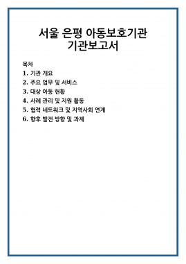 서울 은평 아동보호기관 기관보고서-1페이지