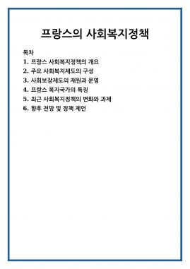 프랑스의 사회복지정책-1페이지