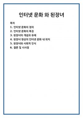인터넷 문화 와 된장녀-1페이지