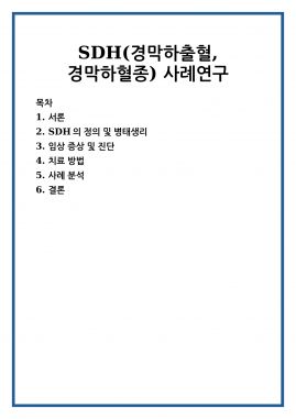 SDH(경막하출혈, 경막하혈종) 사례연구-1페이지